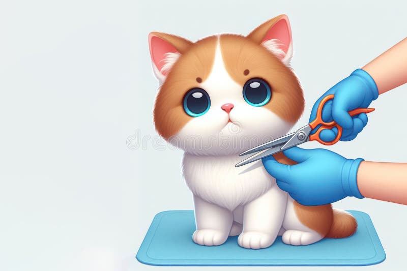 Cute Kitten Haircut. Place for Text. Stock Illustration - Illustration ...