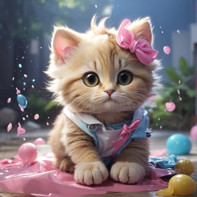 Cute Kitten Kitty Cat with Fancy Clothes Stock Illustration ...