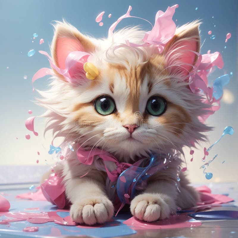 Cute Kitten Kitty Cat with Fancy Clothes Stock Illustration ...