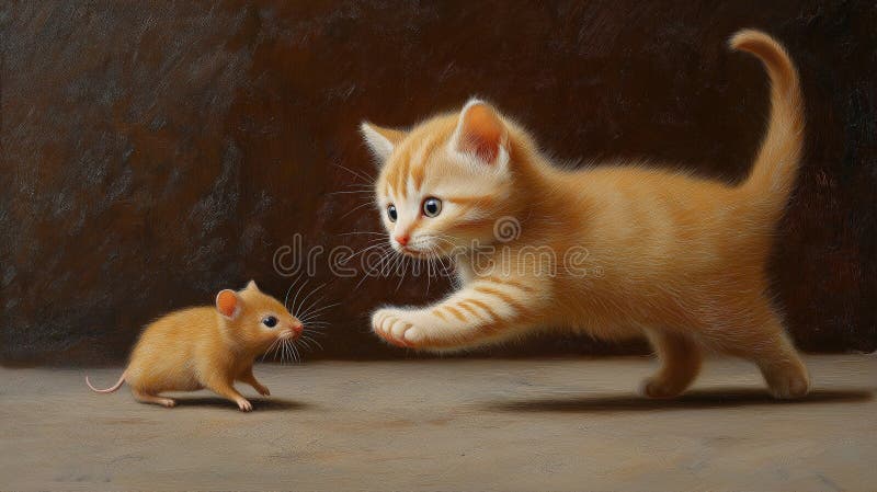 Cute Kitten with a Little Mouse Stock Image - Image of adorable, prowl ...