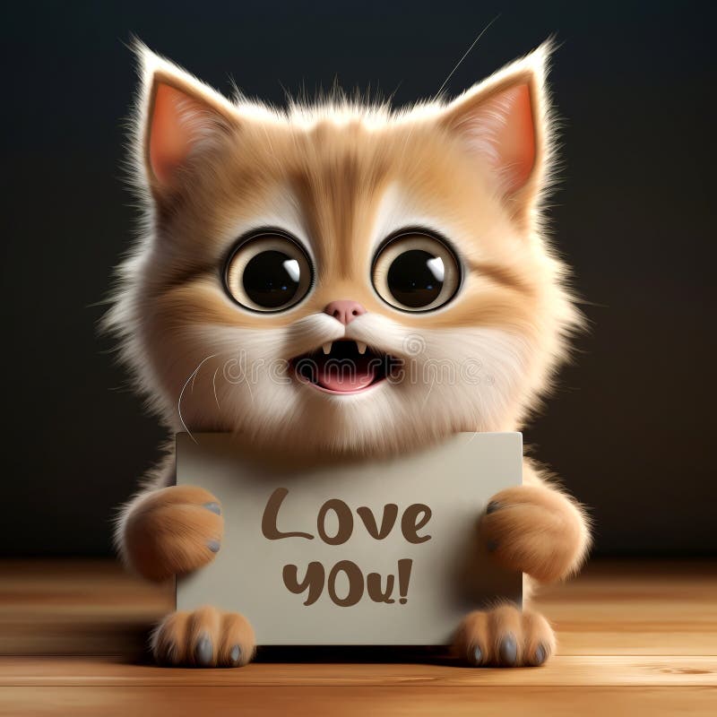 Cute Kitten with Love Message. Valentines Day. AI Generated Stock ...