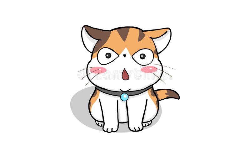 Cute Kitten Meowing Animation - White Background Version Stock Video ...