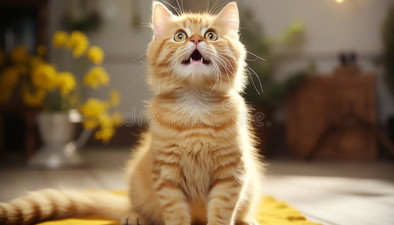 Cute Kitten Playing, Staring at Camera, Surrounded by Nature Generated ...