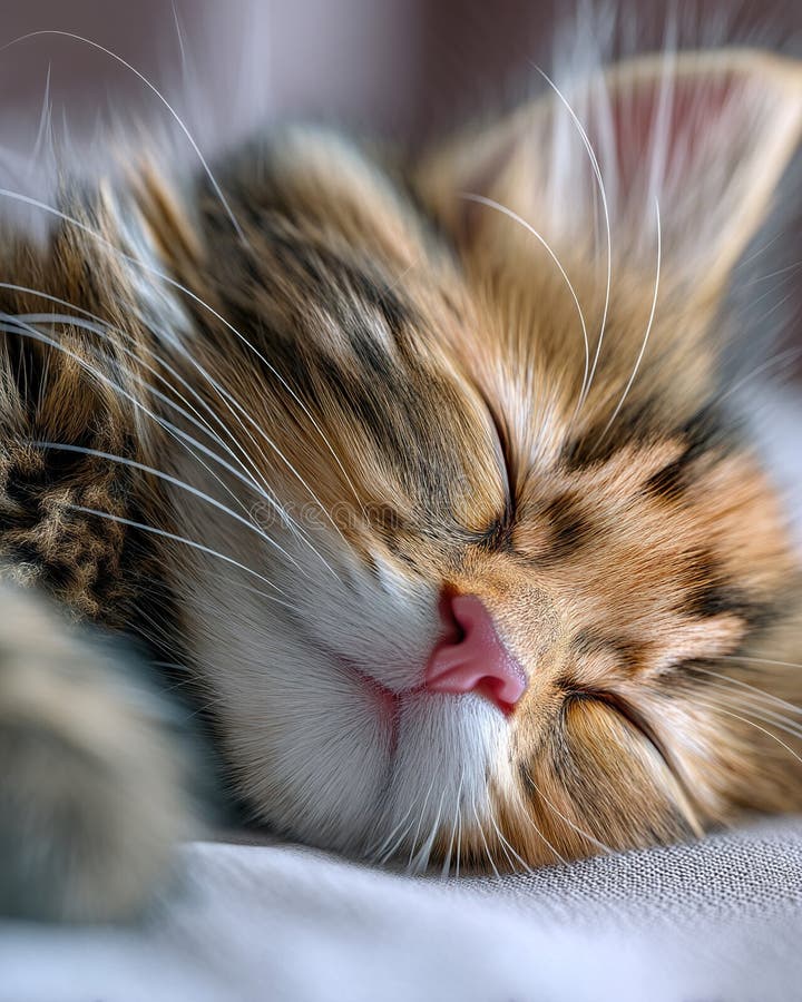 Cute Kitten Sleeping in the Bed. Generative Ai Stock Photo - Image of dreamer, couch: 380458402