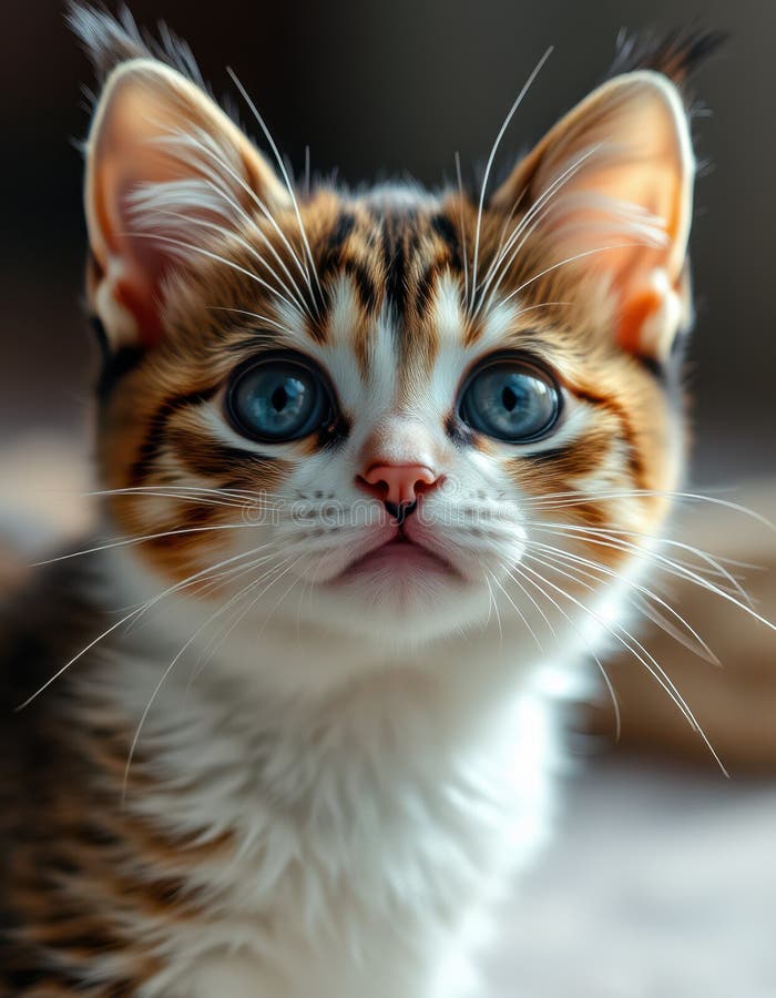 Cute Kitten with Striking Blue Eyes Looking Curiously at the Camera in ...