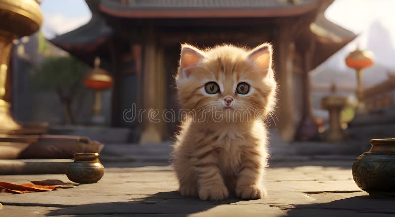 Cute Kitten, Tiny Kitten with a Lonely, Sad Expression in the Field ...