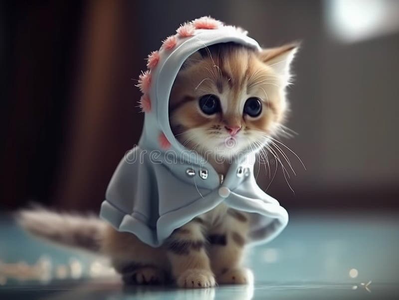 Cute Kitten Wearing Fashionable Dress. Shallow Depth of Field ... Cute Kitten Wearing Fashionable Dress. Shallow Depth of Field ...