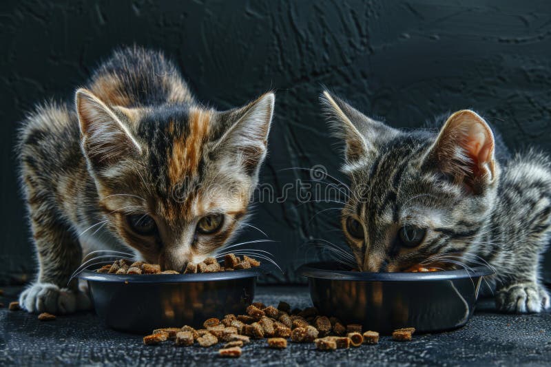 Cute Kittens Enjoying Their Meal Together Stock Photos - Free & Royalty ...