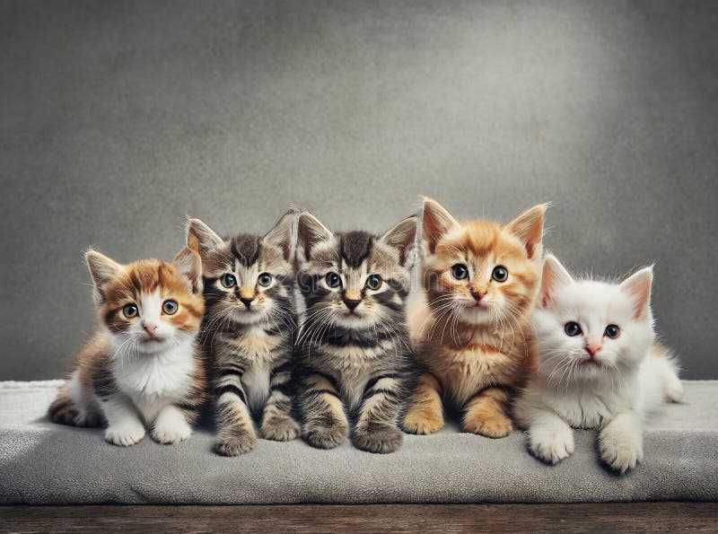Cute Kittens. Group of Cat Babies .ai Generated Stock Illustration ...