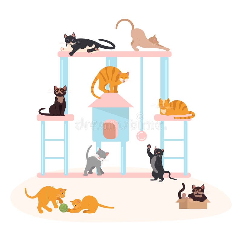 Cute kittens play stock vector. Illustration of cute - 134456399