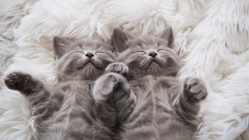 Cute Kittens Sleep on the Bed. Selective Focus Stock Image - Image of ...