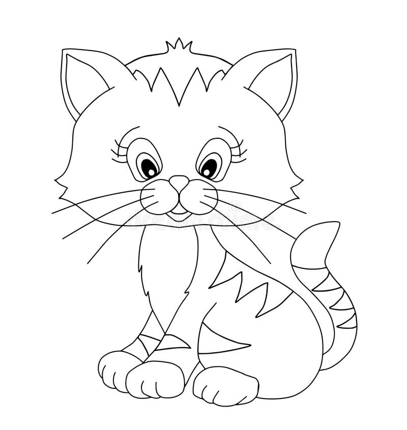 Cute Kitty Coloring Page , Illustration Animal, Pet Cute, Cat Kitty ...