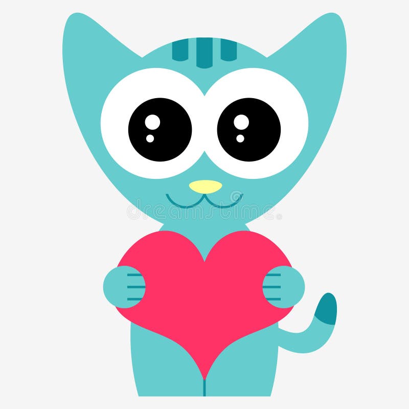 Cute kitty with heart stock vector. Illustration of pretty - 28549308