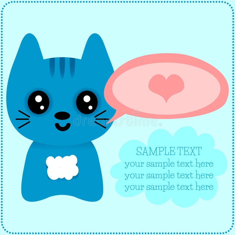 Cute kitty romantic card stock vector. Illustration of kitten - 35197486