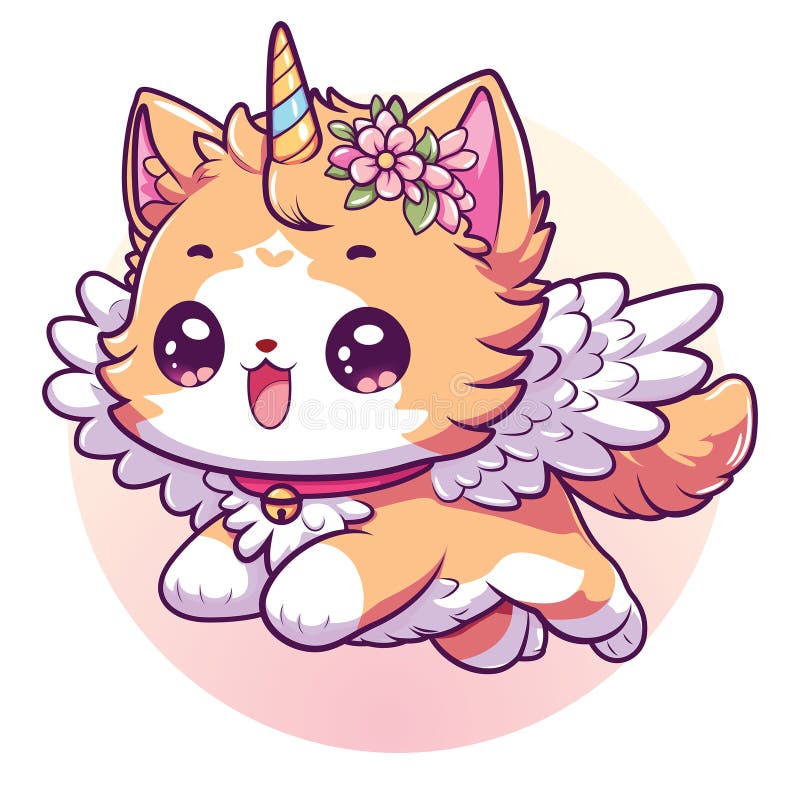 Cute Kittycorn Cartoon Chibi Style Stock Illustration - Illustration of ...