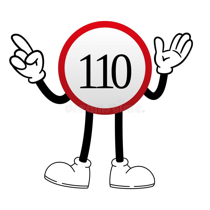 Cute 110 Km Speed ??Limit Sign Vector Showing Index Hand Shaped Number ...