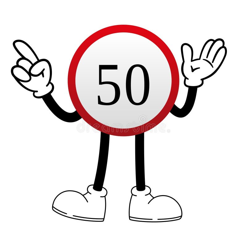 Cute 50 Km Speed ??Limit Sign Vector Showing Index Hand Shaped Number 1 ...