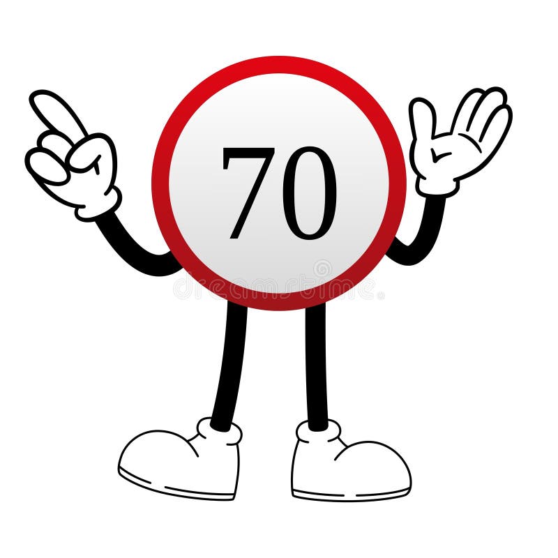 Cute 70 Km Speed ??Limit Sign Vector Showing Index Hand Shaped Number 1 ...