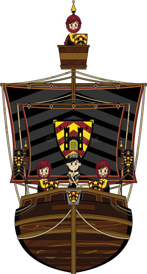 Cute Knights and Princess on Ship Stock Vector - Illustration of ...