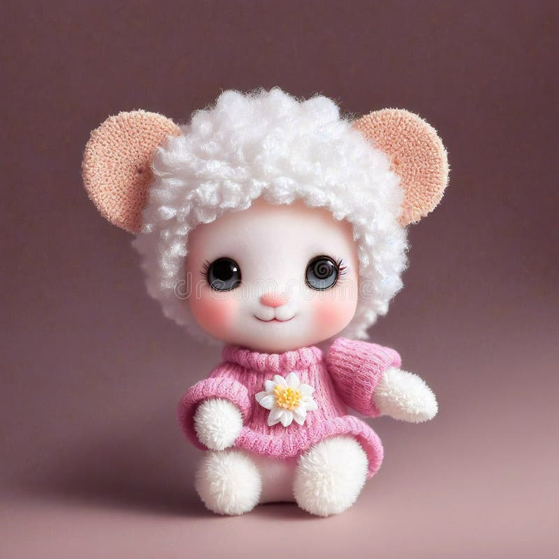 Cute Knitted Doll Created with Generative AI Stock Image - Image of ...
