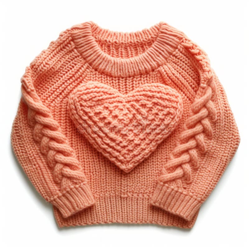 Cute Knitted Sweater in a Heart Isolated Stock Image - Image of winter ...