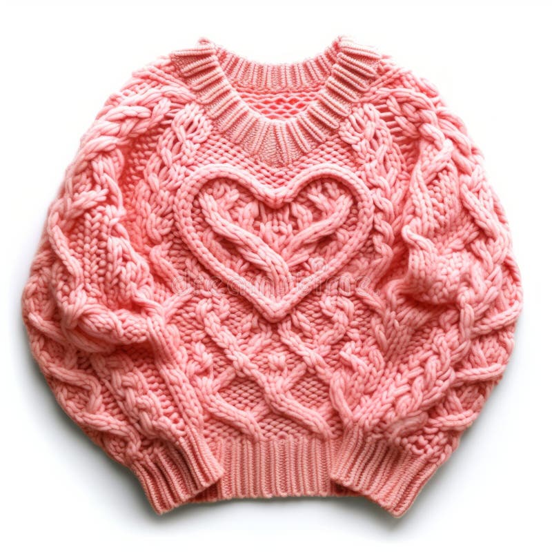 Cute Knitted Sweater in a Heart Isolated Stock Image - Image of design ...
