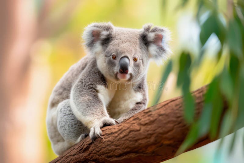 Cute Koala Bear Sits on the Tree Branch. Stock Illustration ...
