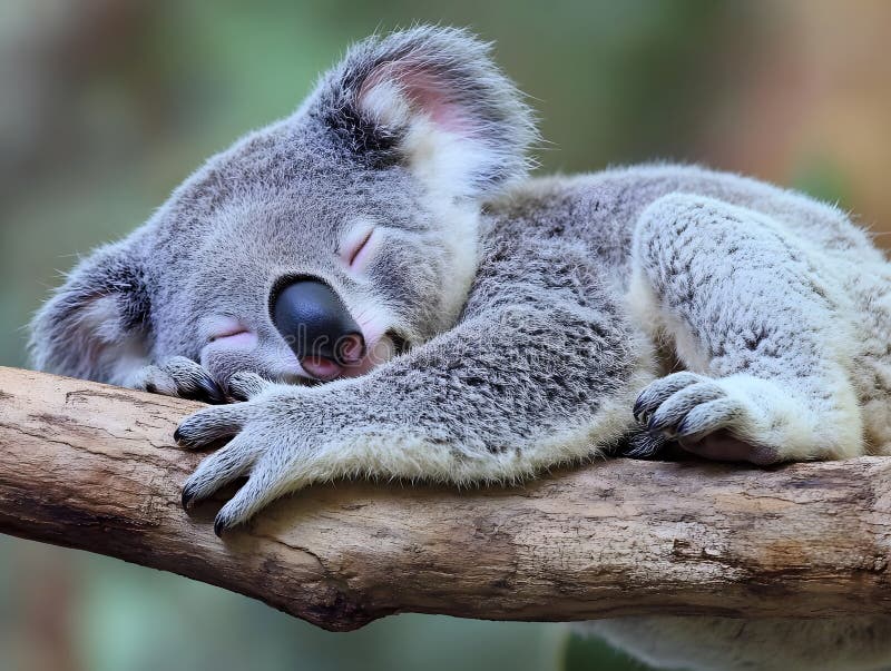 A Cute Koala Bear Sleeping on a Branch Stock Illustration - Illustration of fauna, cute: 350021969