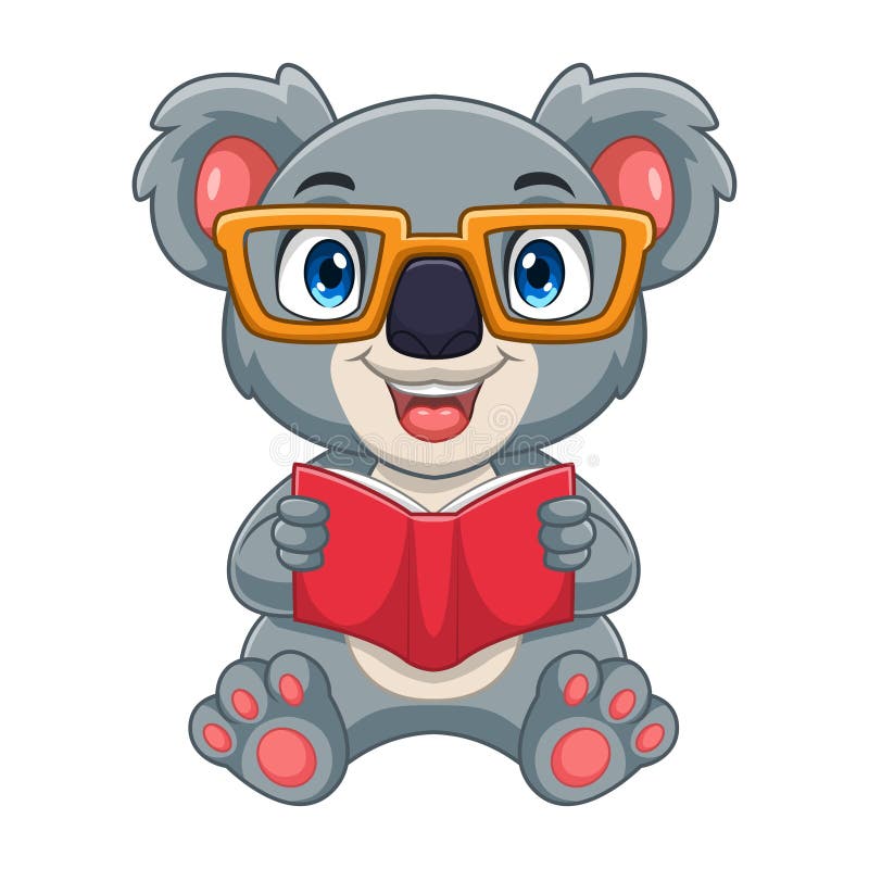 Cute Koala Cartoon Reading a Book Stock Vector - Illustration of cute ...