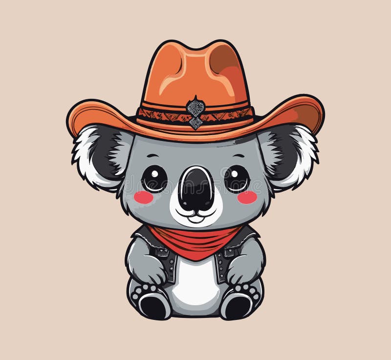 Koala with Cowboy Hat stock vector. Illustration of head - 358684609
