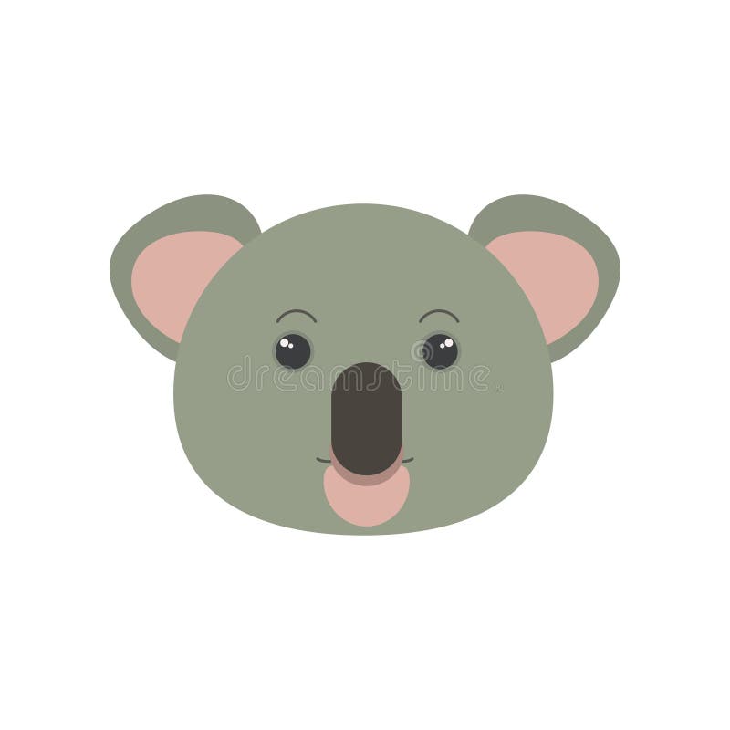 Cute Koala Face, Portrait of Wild Australian Forest Character Stock ...