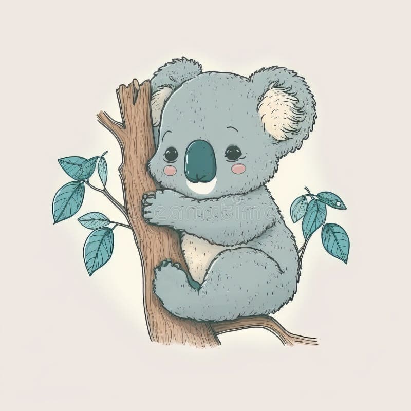 Cute Koala Hand Drawn by Kid (generative AI) Stock Illustration ...