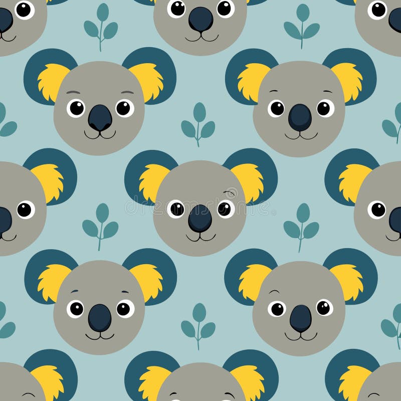 Cute Koala Head Seamless Patterns: Perfect for Baby Nursery. Ai Image ...