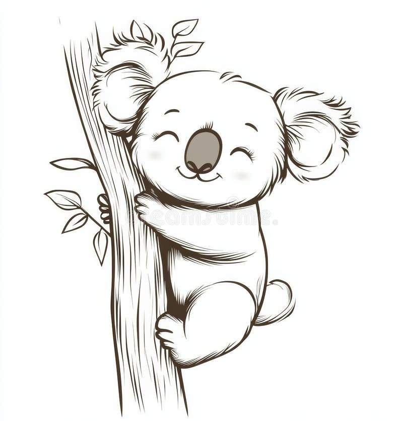 Cute Koala Hugging Tree, Friendship and Environmental Concept ...