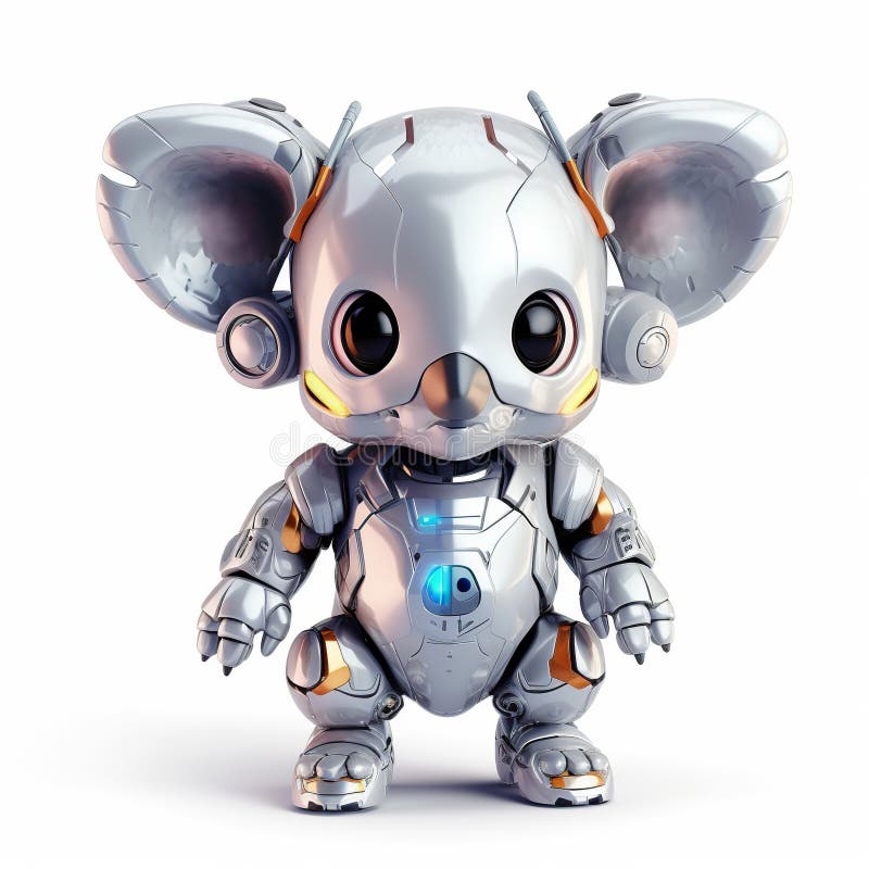 Cute Koala Robot, Robotic Animal Isolated Over White Background ...