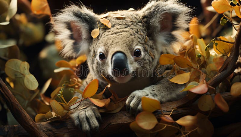 Cute Koala Sitting on a Branch, Looking at the Camera Generated by AI ...