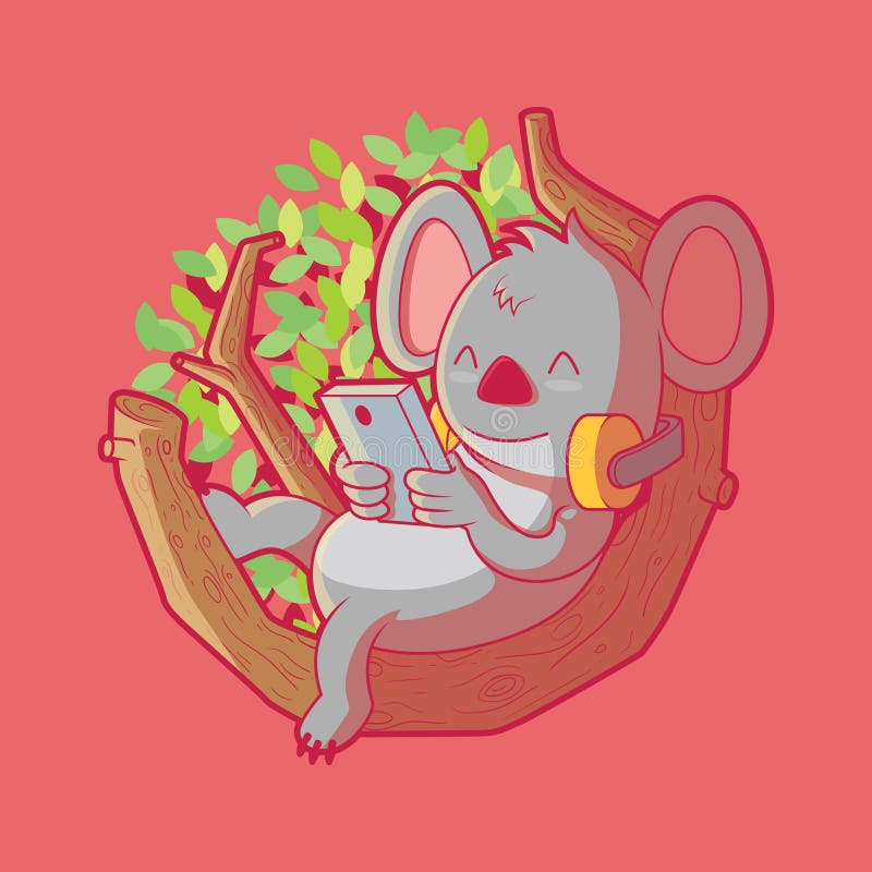 Cute Koala Tech Character in Nature Vector Illustration. Stock Vector - Illustration of modern ...