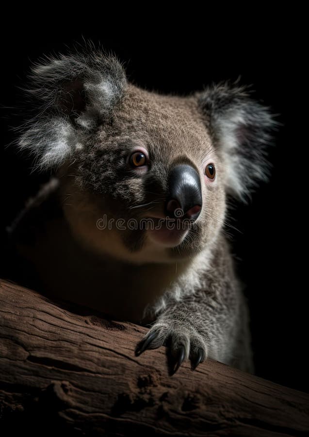 Cute Koala on a Tree Branch in a Natural Outdoor Setting at Night. AI ...