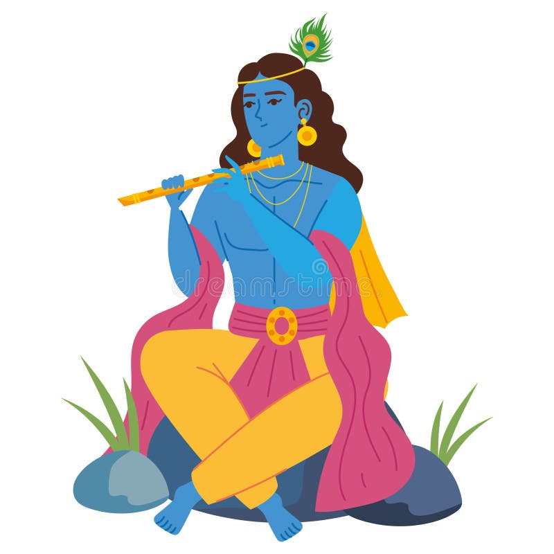 Krishna Playing Flute Stock Illustrations – 645 Krishna Playing Flute ...
