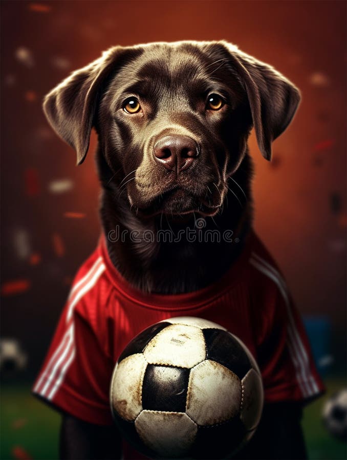Cute Labrador in the Shape of a Soccer Player with a Soccer Ball Stock ...