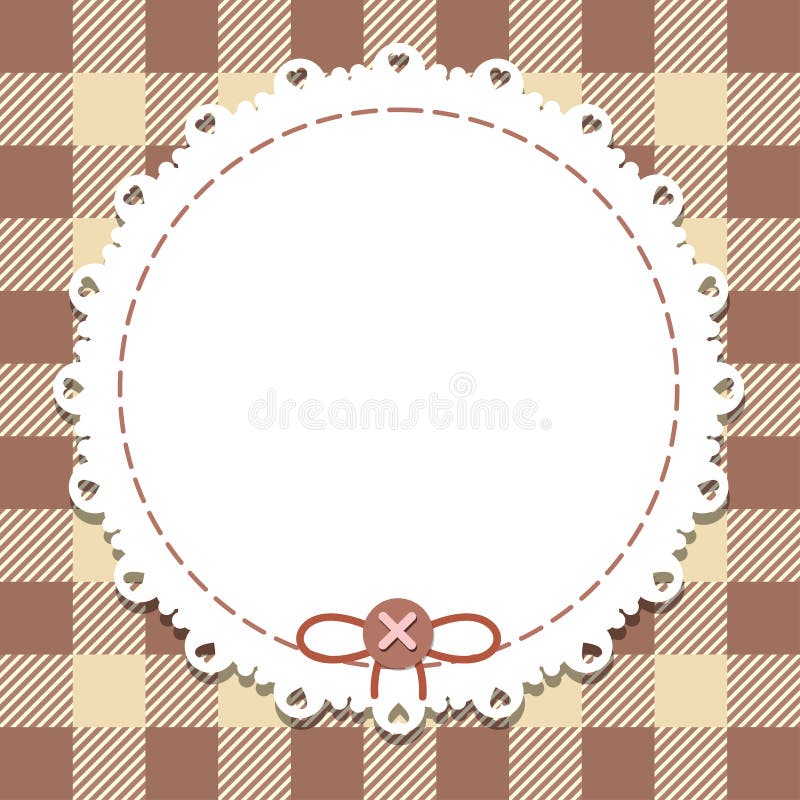 Cute Lace Frame Template With Brown Fabric Pattern Stock Vector ...