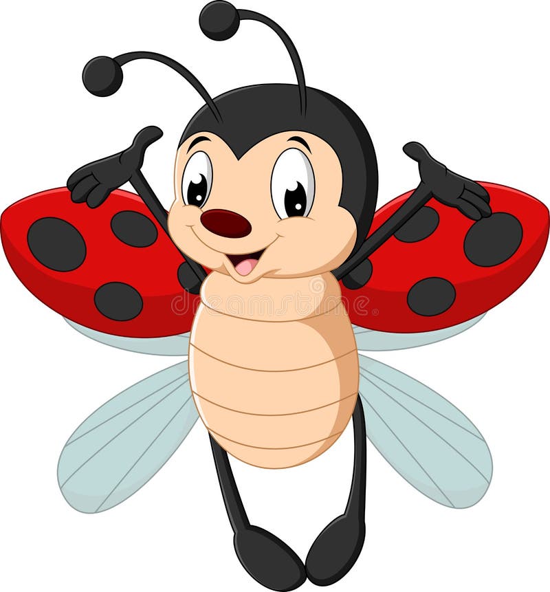 Cute Ladybug Cartoon Flying Stock Vector - Illustration of cute, icon ...