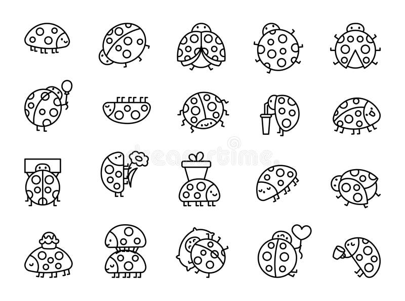Cute Ladybug Character. Coloring Page Stock Vector - Illustration of ...