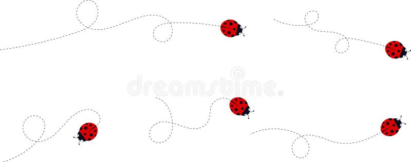 Cute Ladybug Characters Collection. Flying Cartoon Ladybug with Dotted ...
