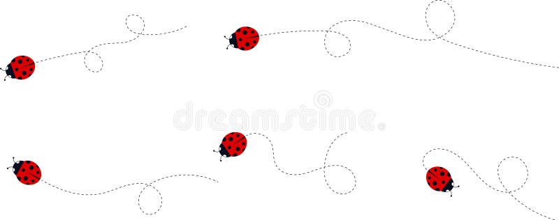 Cute Ladybug Characters Collection. Flying Cartoon Ladybug with Dotted ...