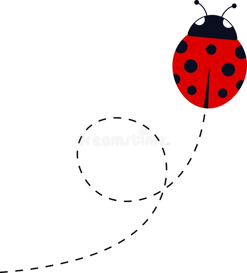 Cute Ladybug Characters Collection. Flying Cartoon Ladybug with Dotted ...