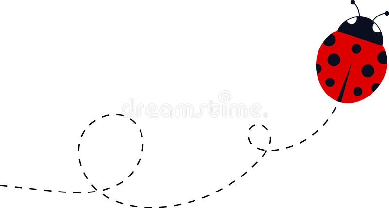 Cute Ladybug Characters Collection. Flying Cartoon Ladybug with Dotted ...