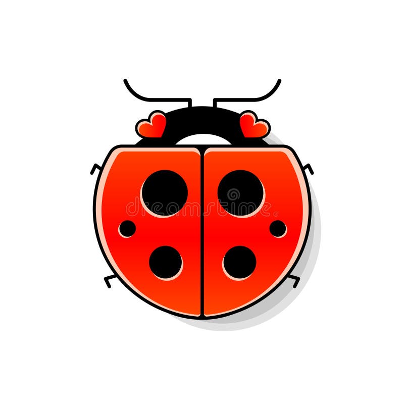 Cute Ladybug or Ladybird Simple Flat Design Red and Black. Vector ...