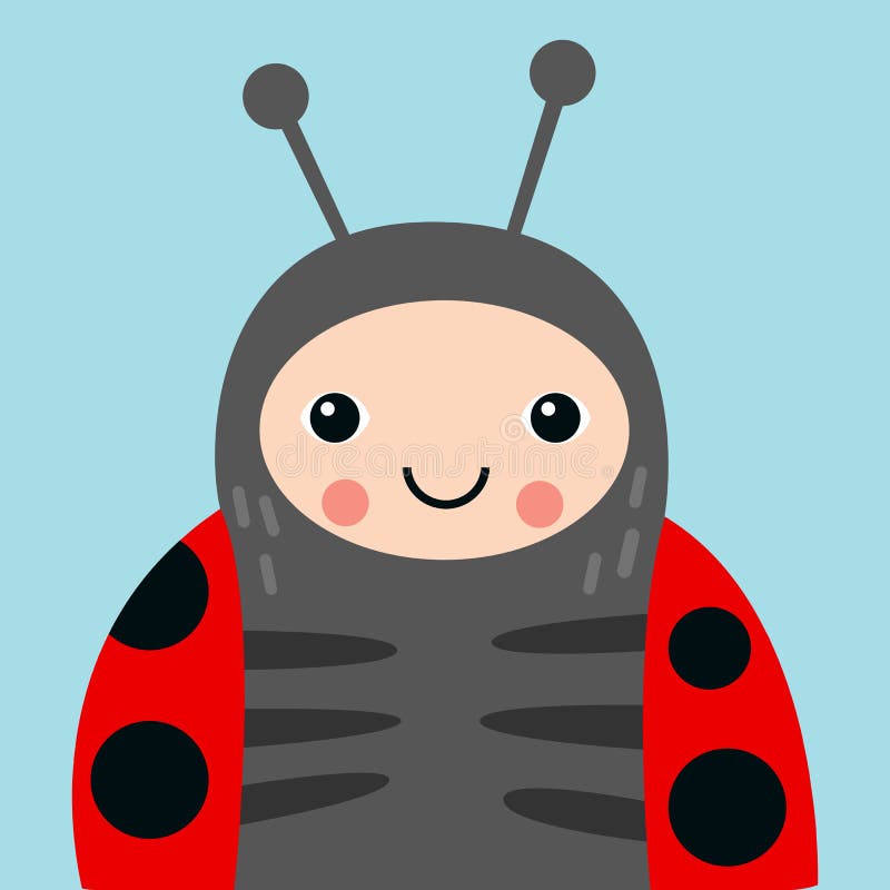 Cute Ladybug Portrait Vector Illustration Stock Vector - Illustration ...
