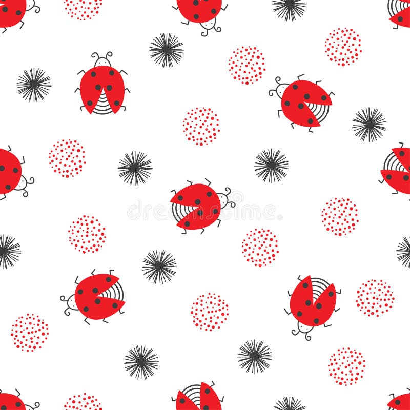 Cute Ladybugs Seamless Pattern. Stock Vector - Illustration of print ...
